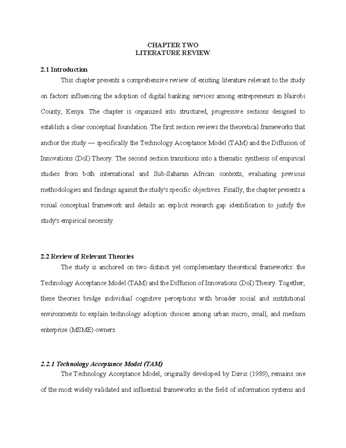 CHAPTER 2: LITERATURE REVIEW ON DIGITAL BANKING ADOPTION (FIN 101 ...