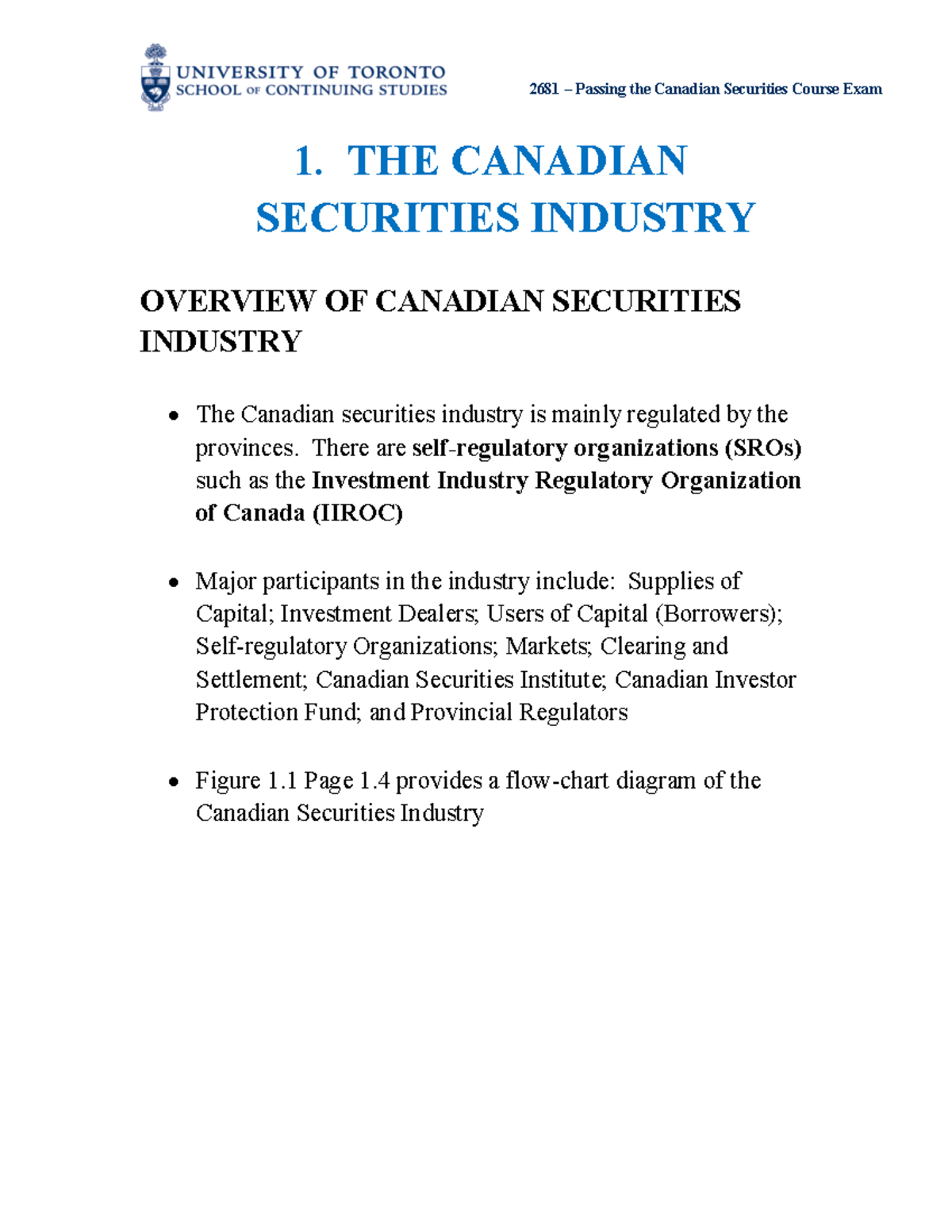 CSC-V1 - Overview of Canadian Securities Industry and Markets - Studocu