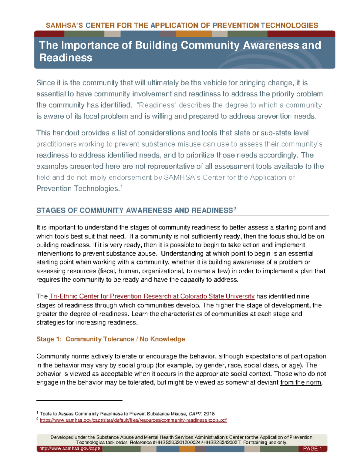 1. The Importance of Building Community Awareness - PAGE 1 Developed ...