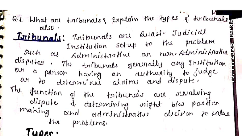 Q.L. Types of Tribunals and Tort Law Explained: Key Concepts - Studocu