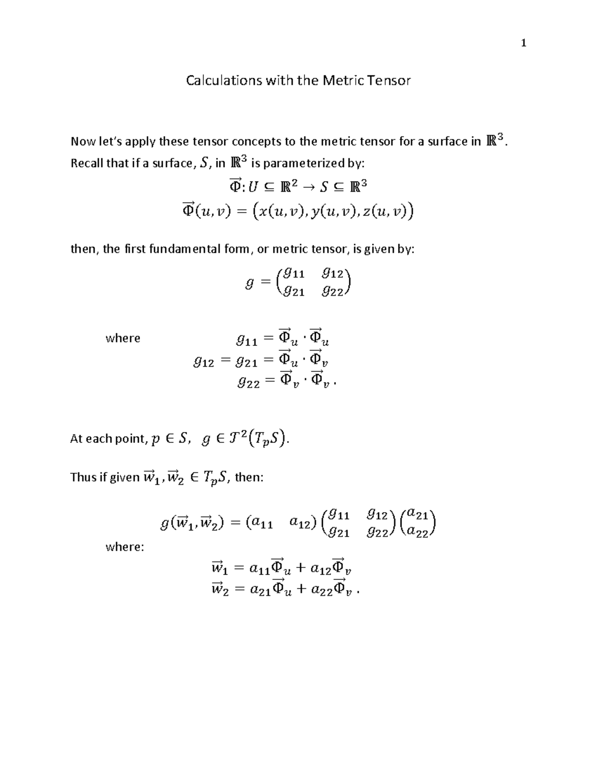Calculations with the Metric Tensor in Calculus III - Studocu