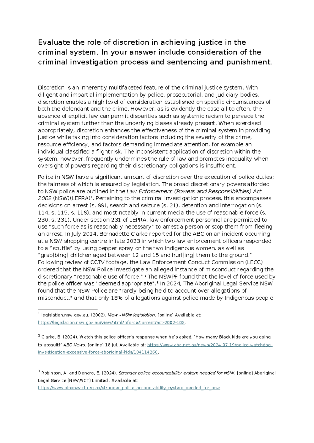 Crime essays: Discretion and Law reform - Evaluate the role of ...