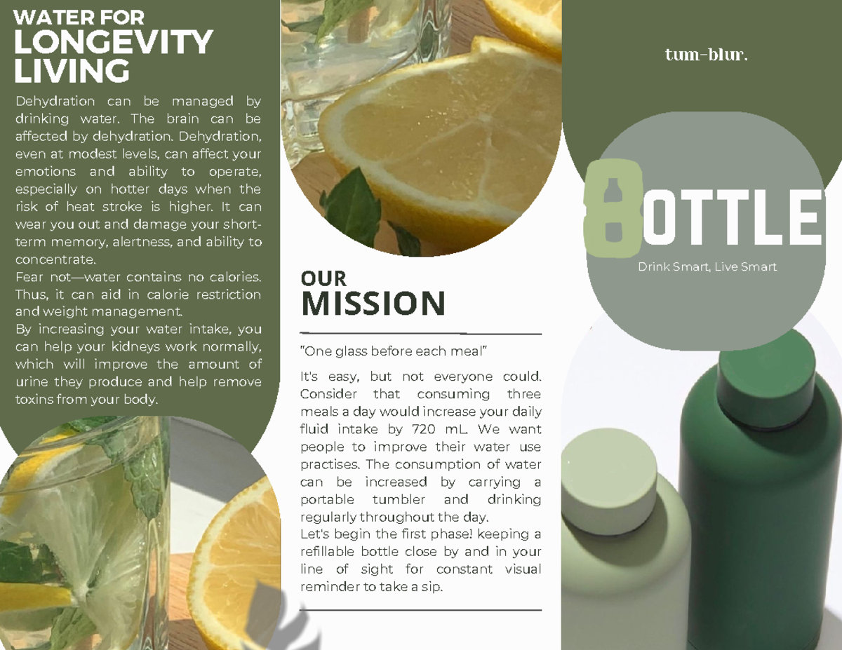 English group project pamplet - Drink Smart, Live Smart ottle OUR WATER ...