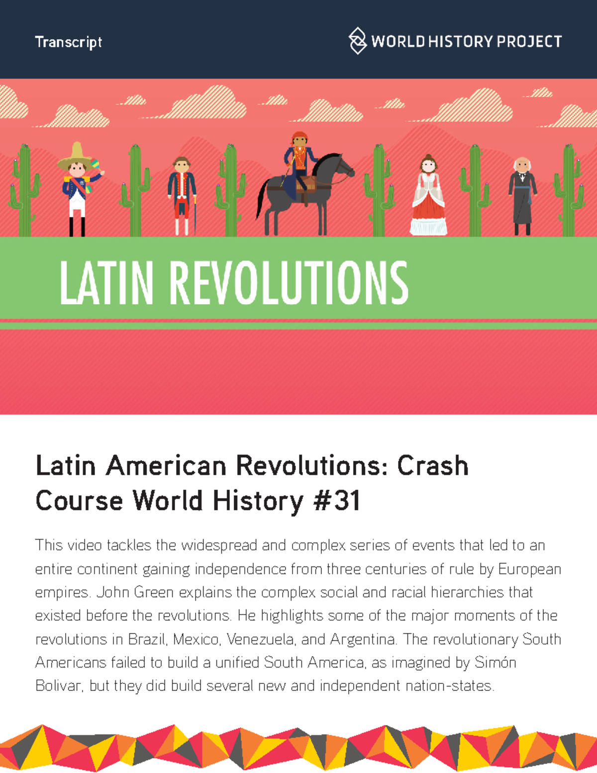 Latin American Revolutions Overview: CCWH 31 Crash Course Notes - Studocu