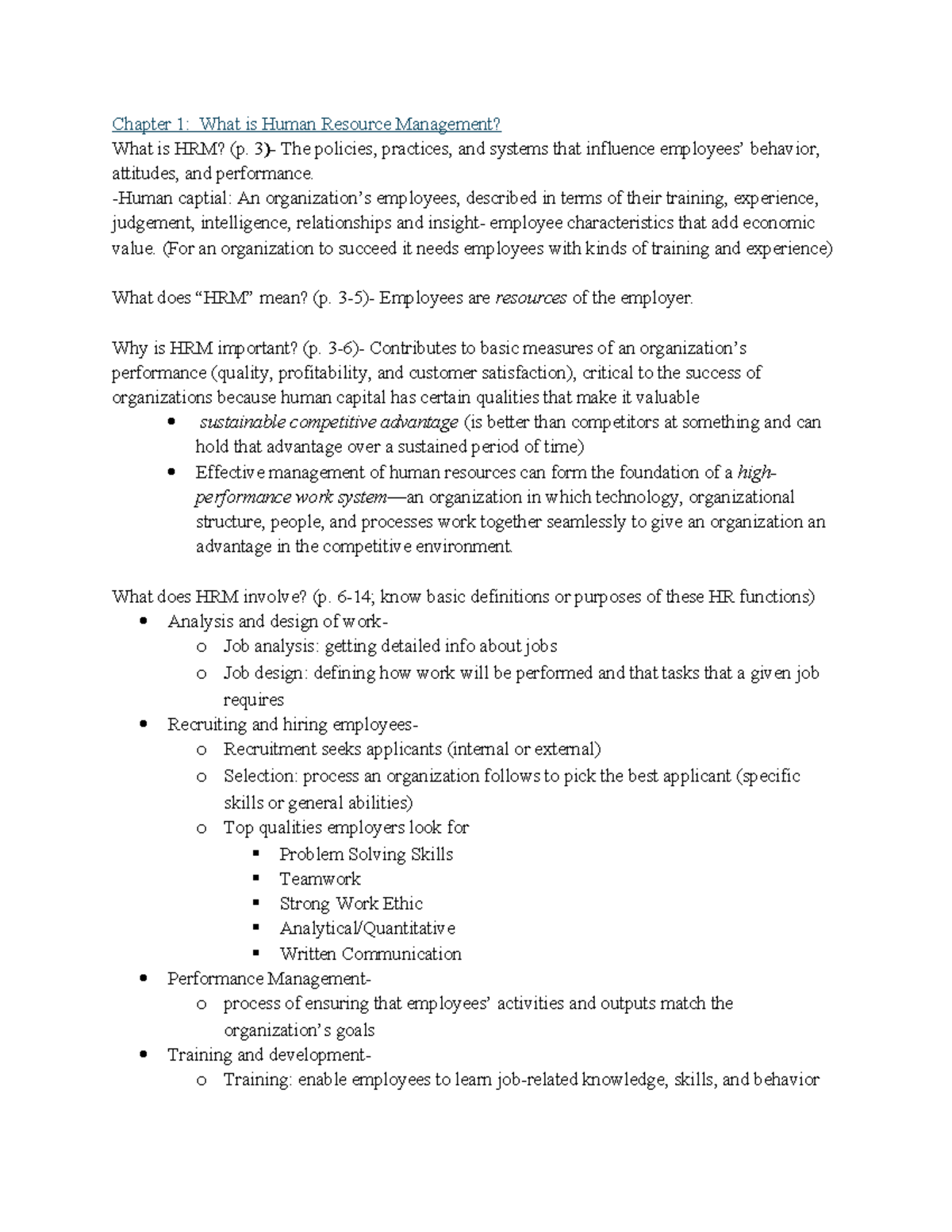 HRM 101: Overview of Human Resource Management Principles - Studocu