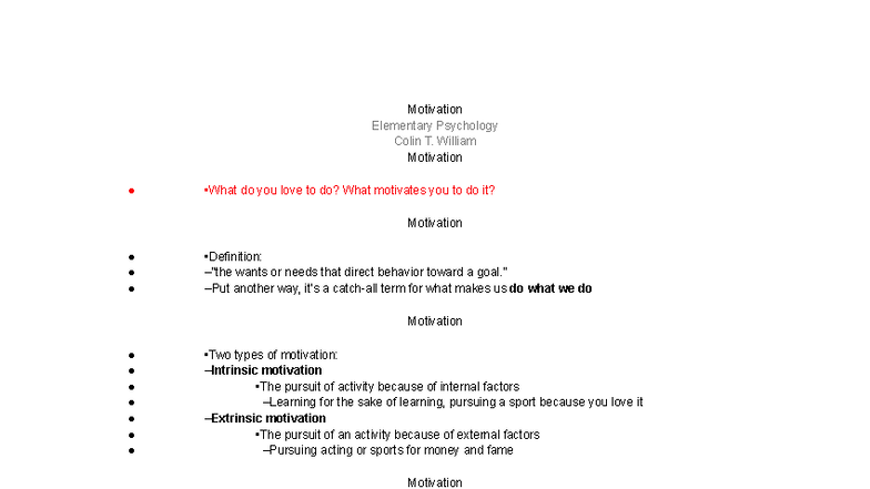 Module 3 - Exam 3 Notes on Motivation & Psychology Concepts - Studocu