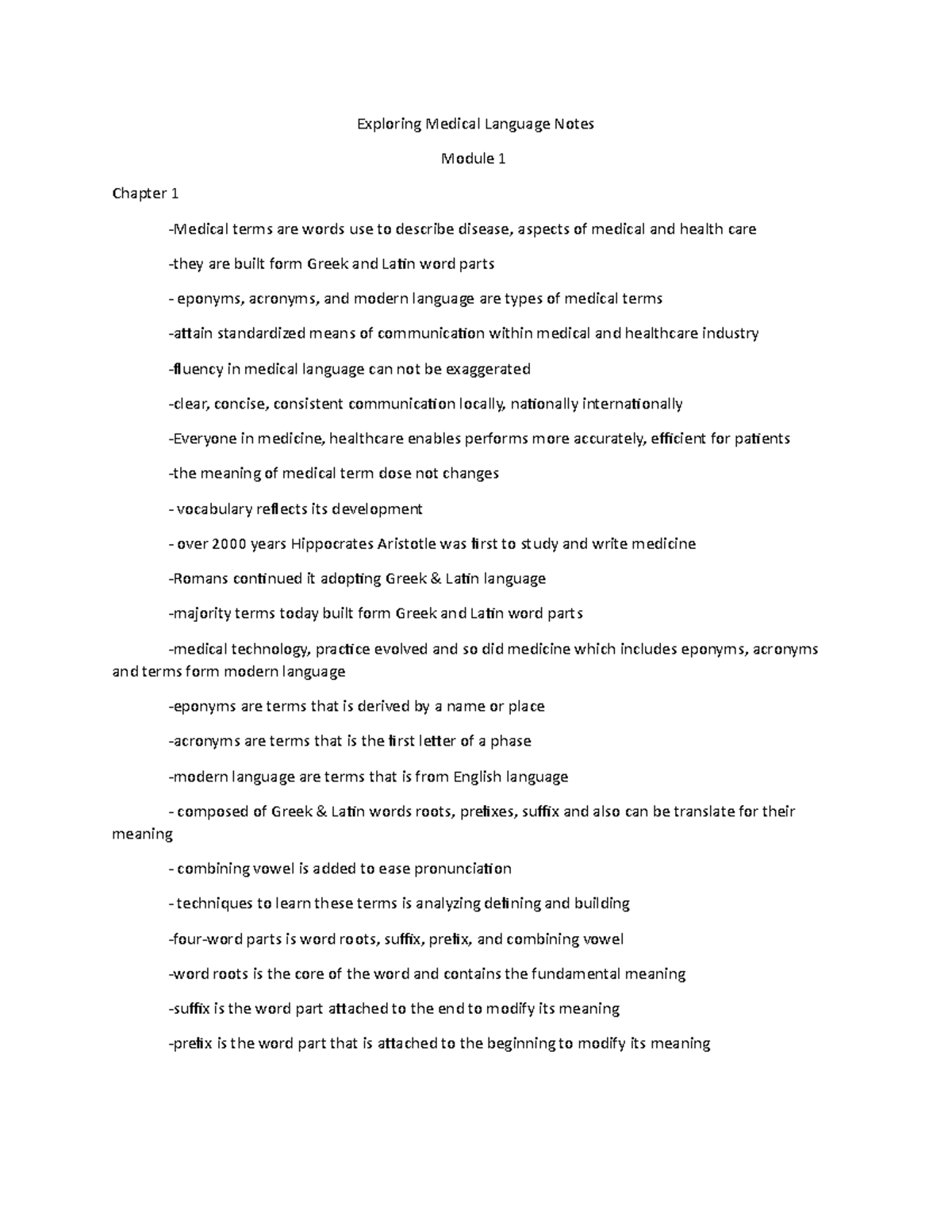 Exploring Medical Language Notes: Module 1 Overview and Terminology ...