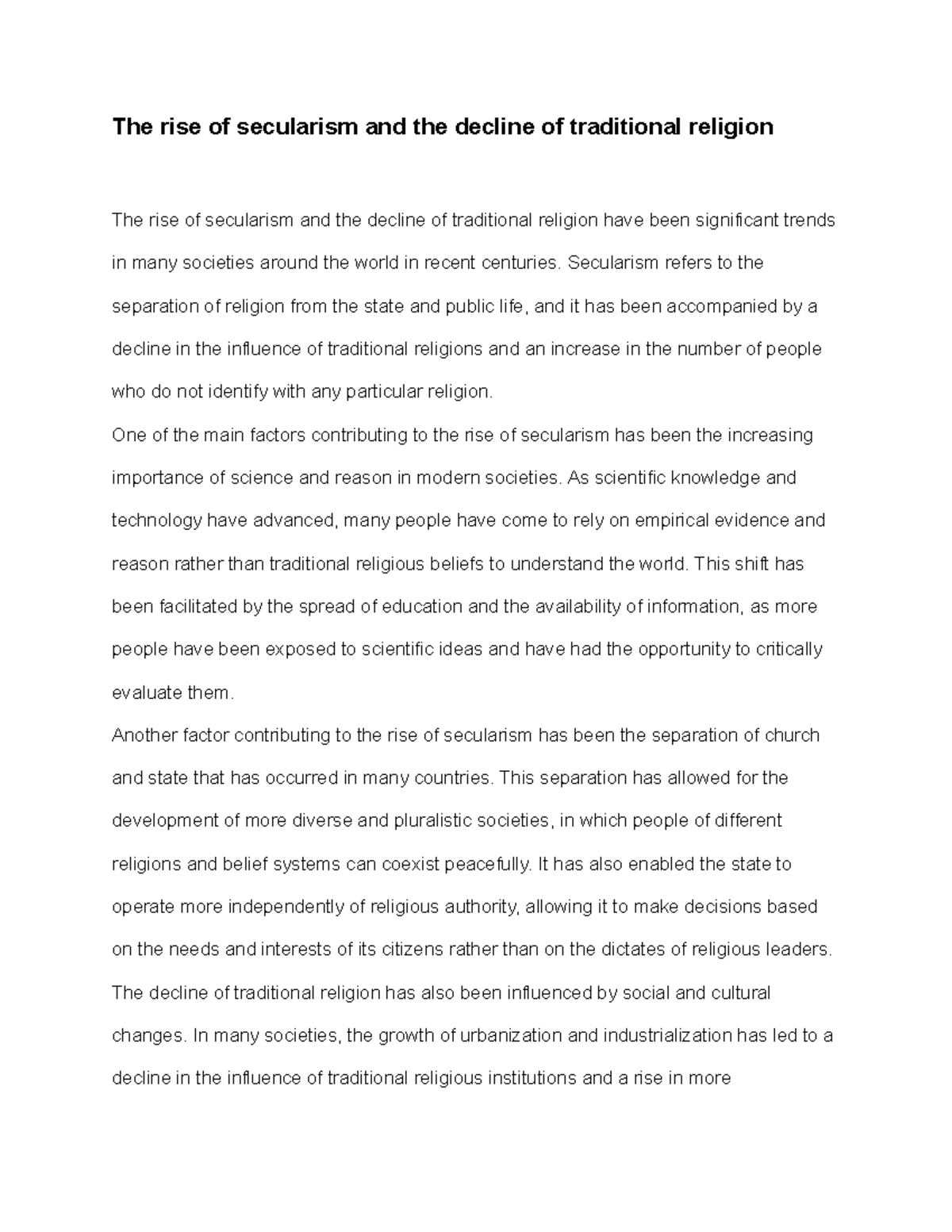 Religion History Events Securlism, Technology etc - The rise of ...