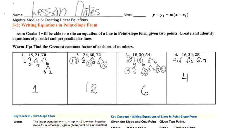 Algebra 1 M5: Lesson Notes on Creating Linear Equations - Studocu