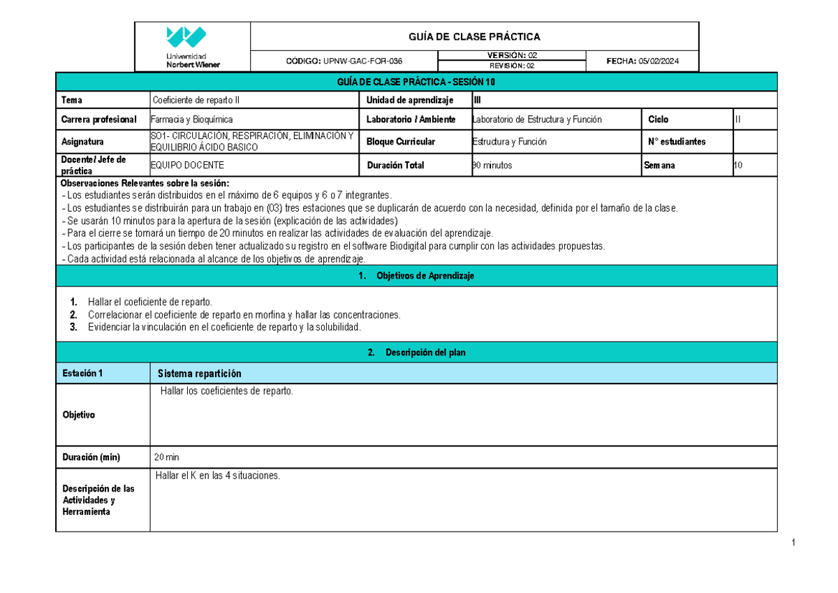 FB6022 GUIA DE Clase Practica Semana 10 - CÓDIGO: UPNW-GAC-FOR- 036 VERSIÓN: 02 REVISIÓN: 02 ...