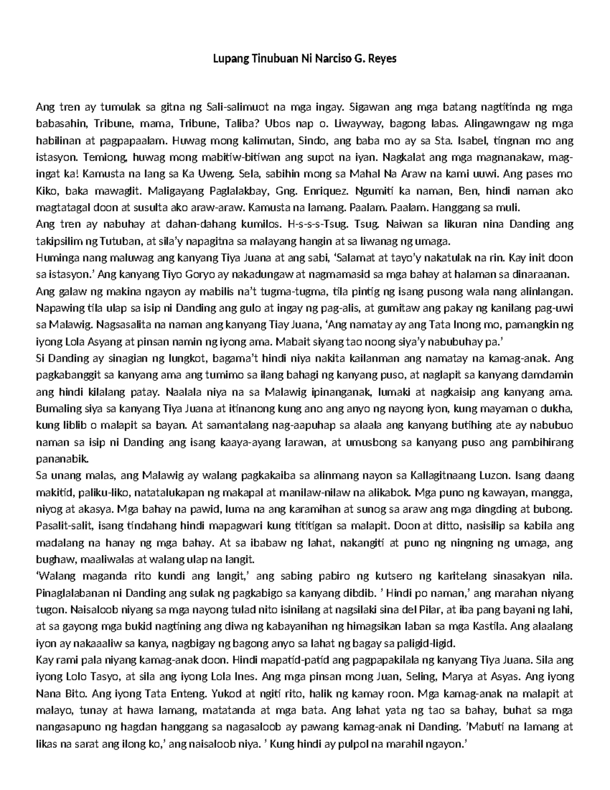 LUHA NG BUWAYA: Isang Pagsusuri sa Nobela ni Amado V. Hernandez - Studocu