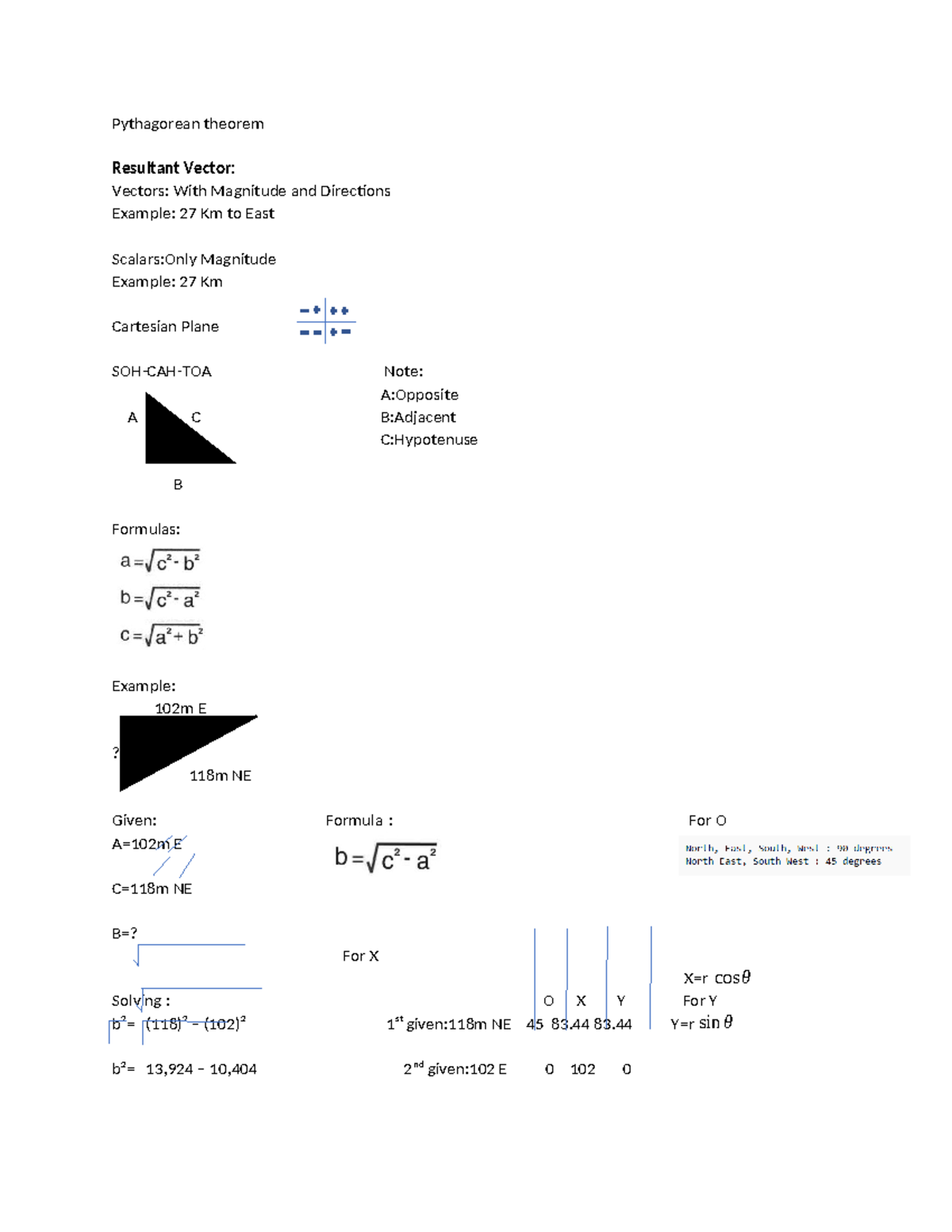 Pythagorean theorem - gege - Pythagorean theorem Resultant Vector ...