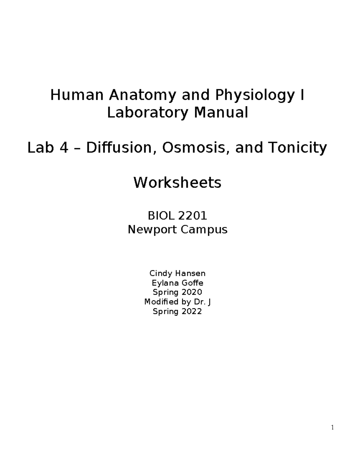 Lab 4: Diffusion, Osmosis, and Tonicity Worksheets BIOL 2201 - Studocu