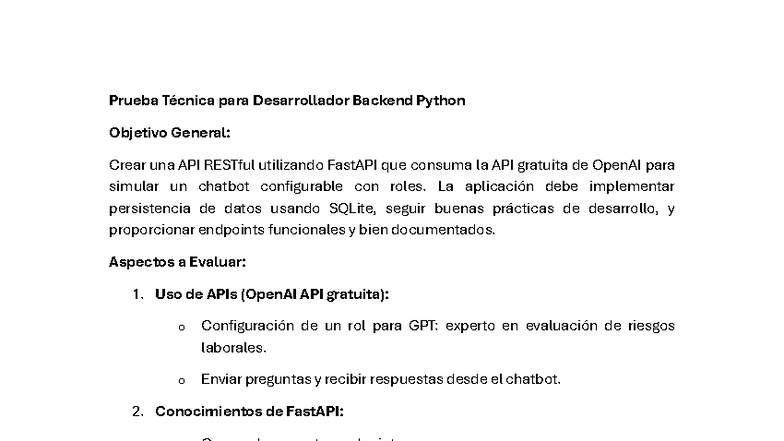 Prueba Técnica para Desarrollador Backend Python 1 - Prueba Técnica ...