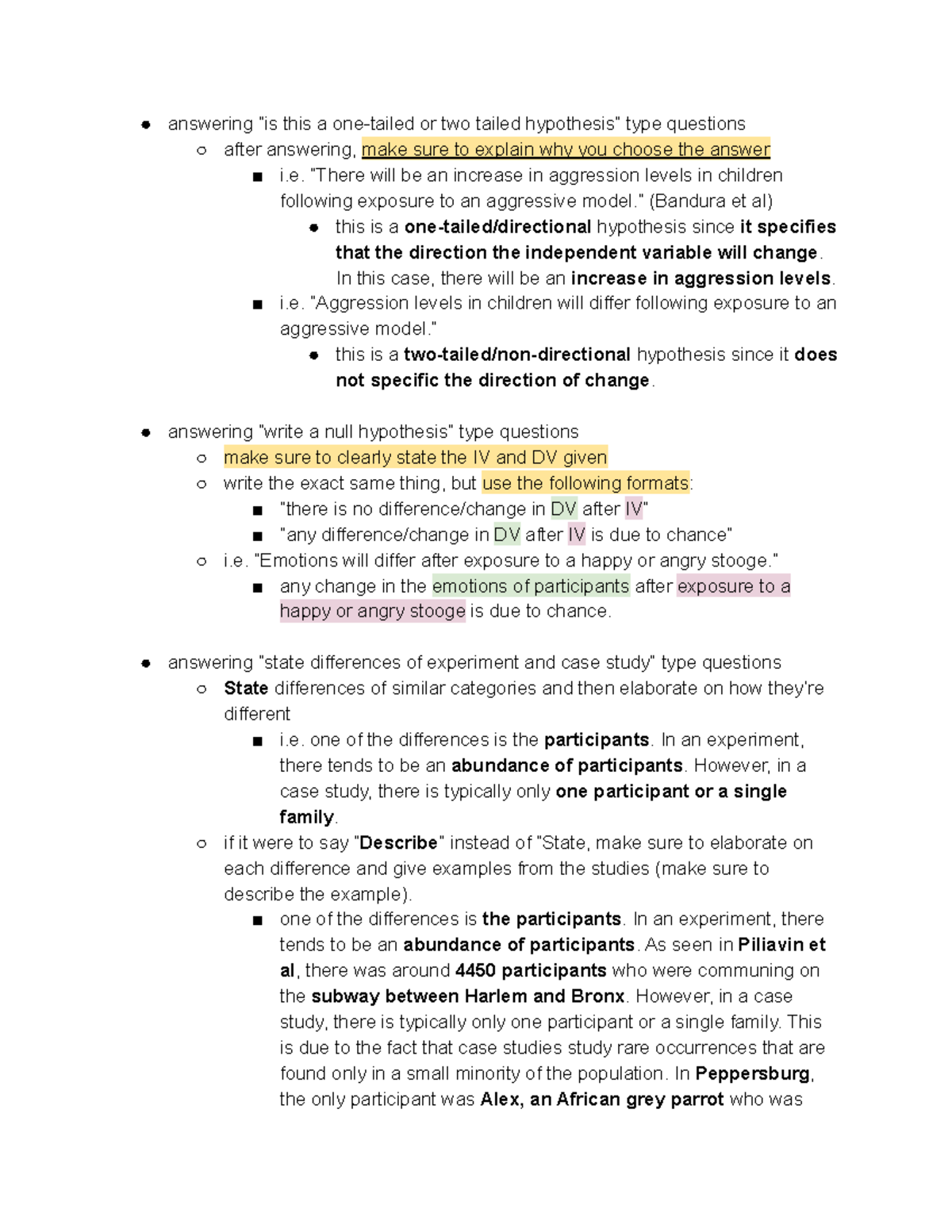 Tips on psych aice exam (paper 2) - answering