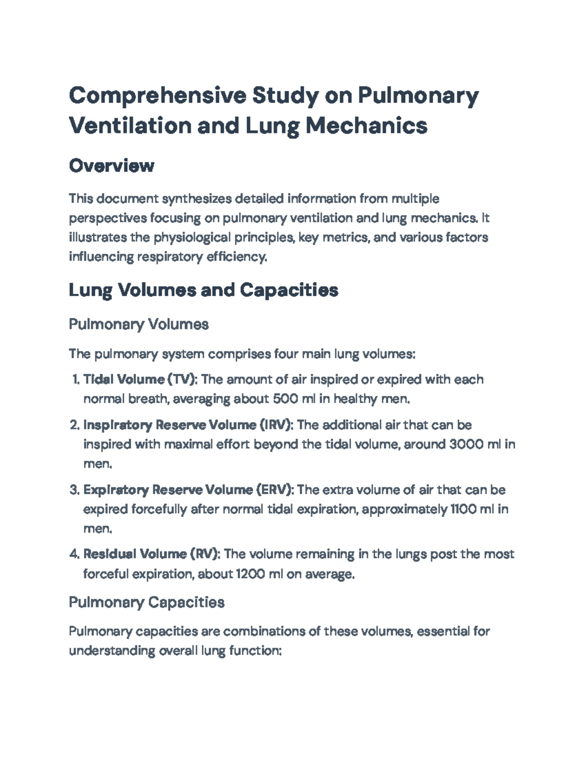 Comprehensive Review of Pulmonary Ventilation & Lung Mechanics ...