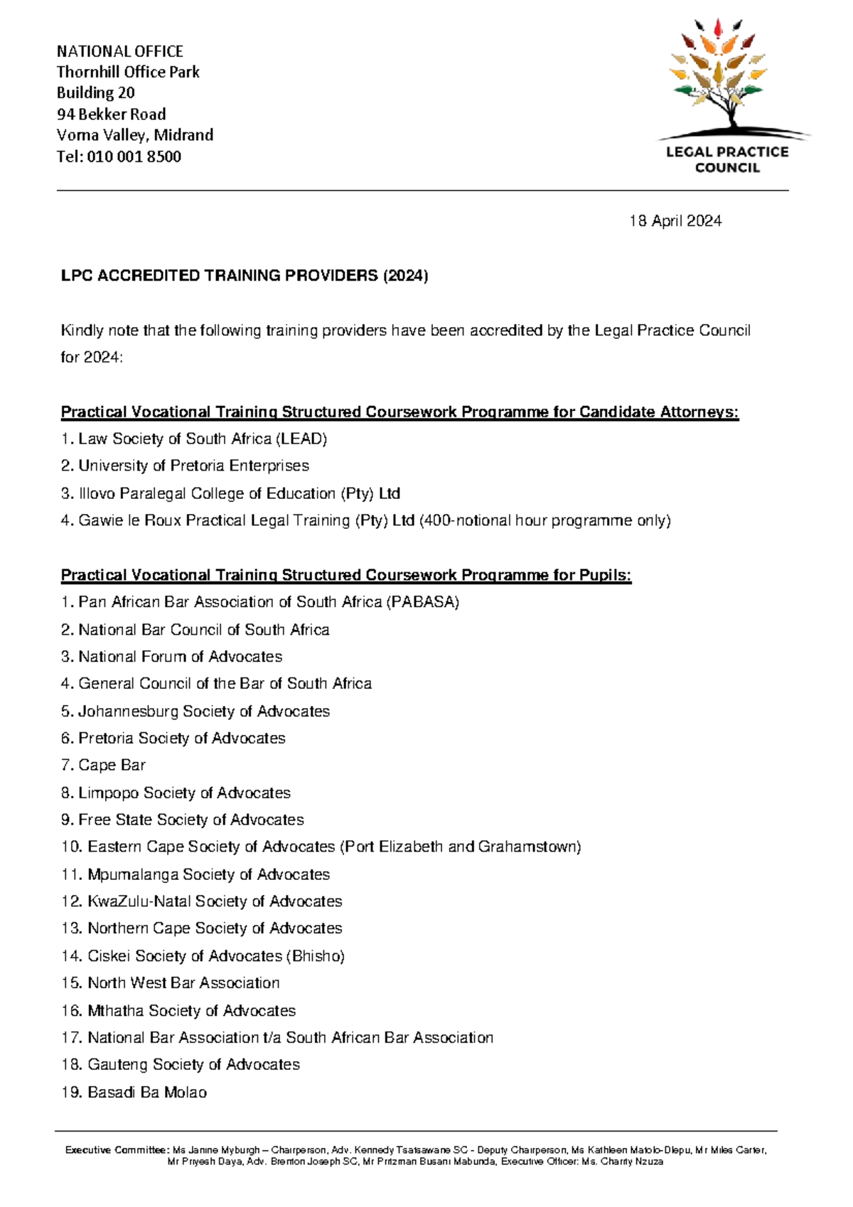 LPC Accredited Training Providers List for 2024 - Studocu