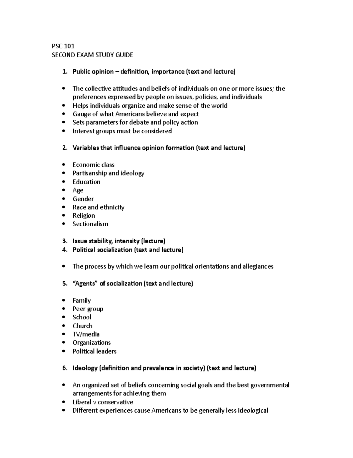 PSC 101 Final Exam Study Guide: Key Concepts and Political Dynamics ...