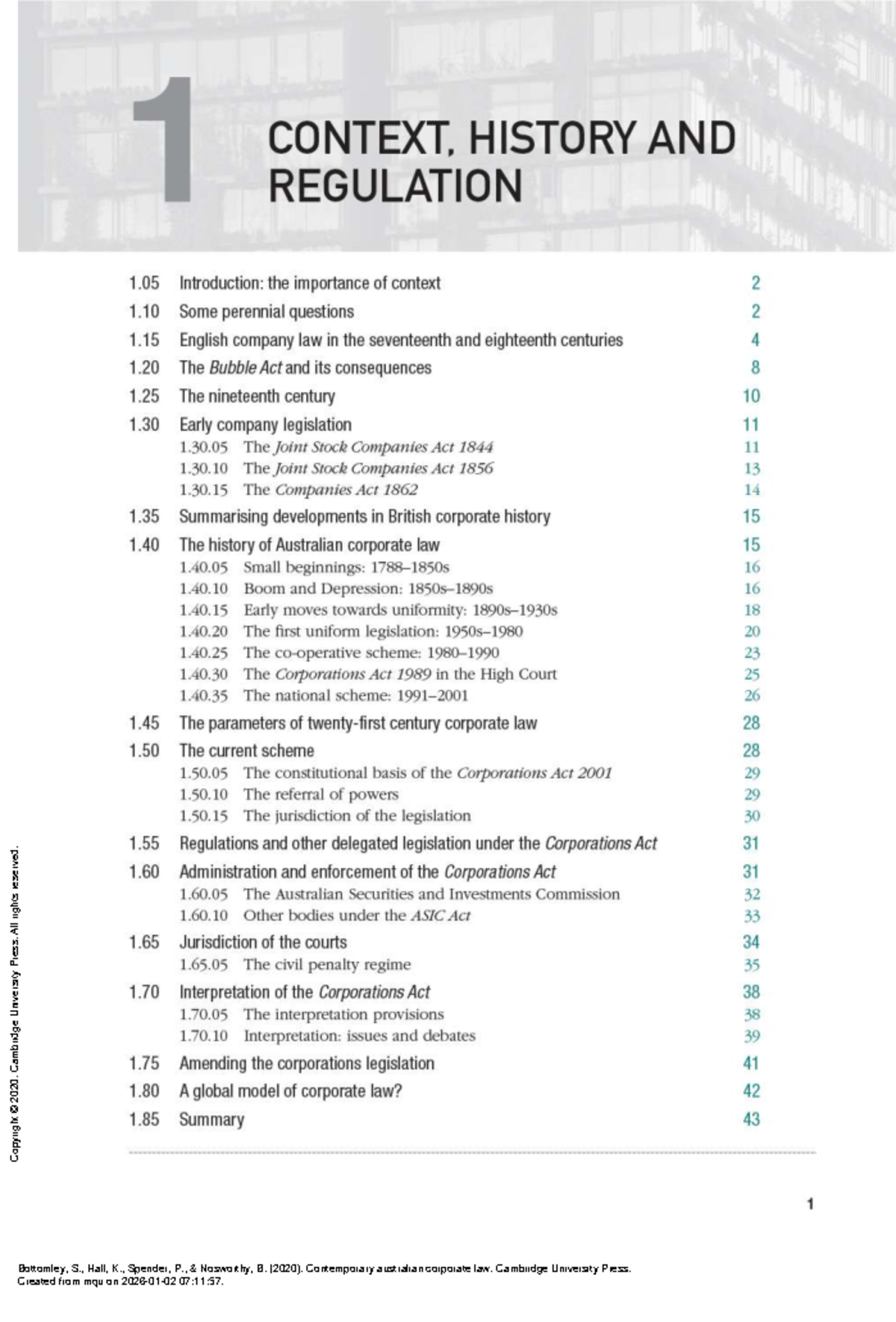 Contemporary Australian Corporate Law: Context, History & Regulation ...