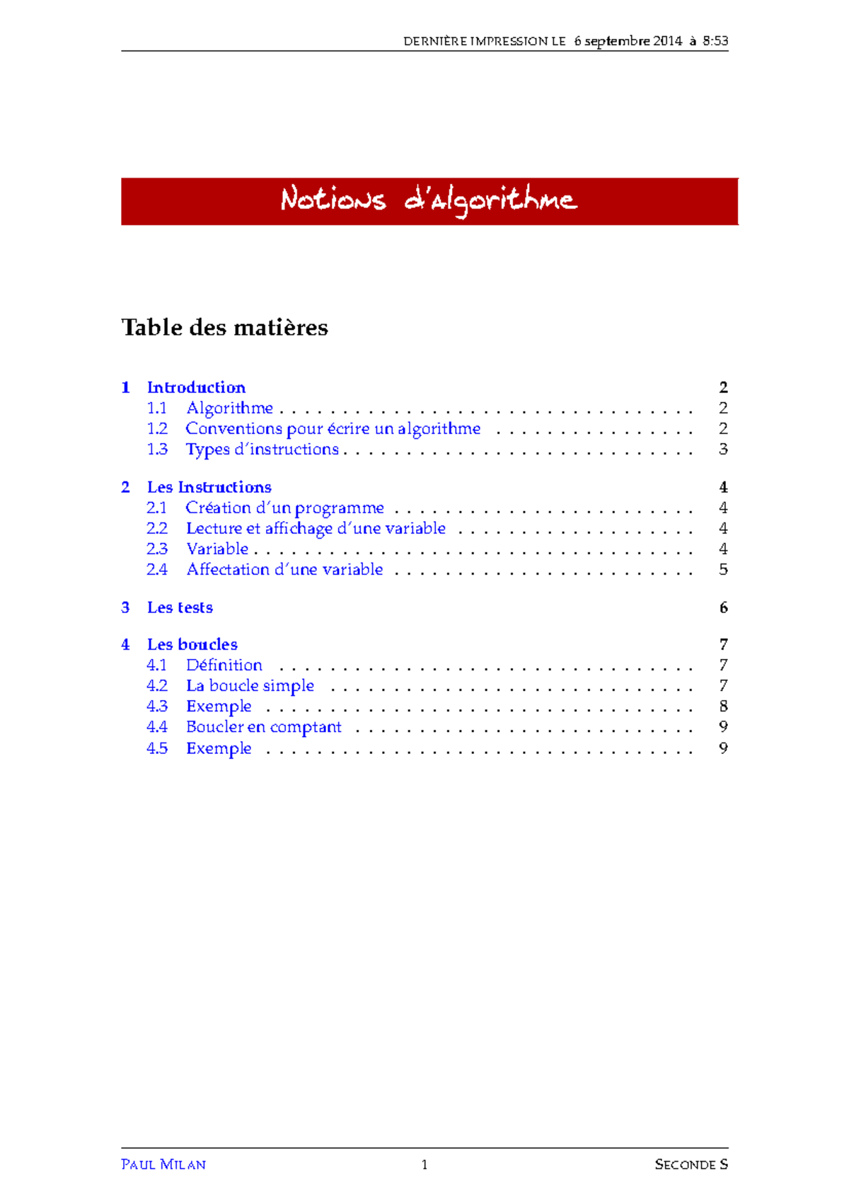 Notions d'Algorithme et Instructions en Programmation - Alg1800 - Studocu