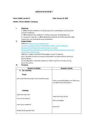 Lesson Plan on Transitional Devices (Grade 10) - Studocu