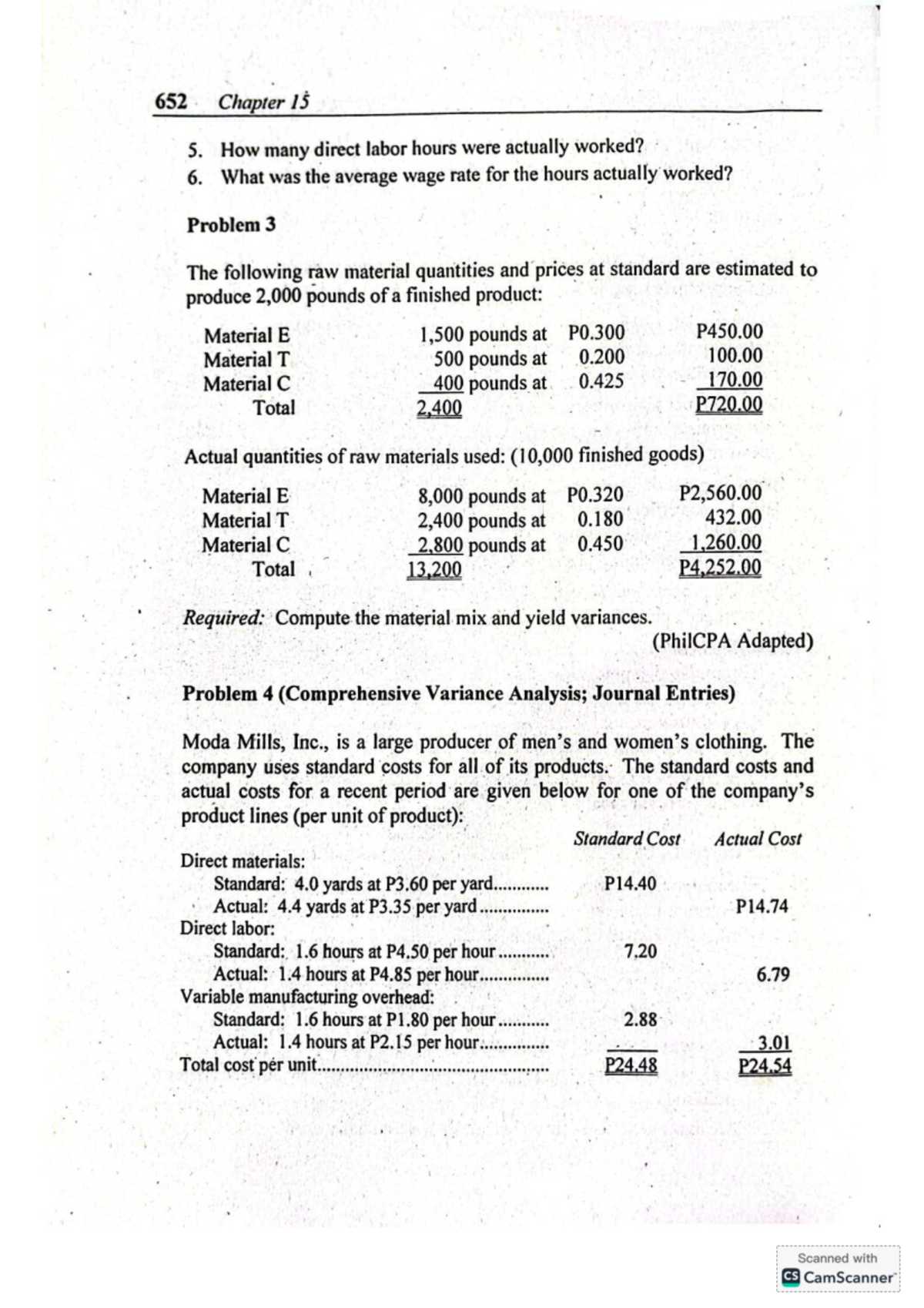 652 Management Accounting Chapter 15: Variance Analysis and ...