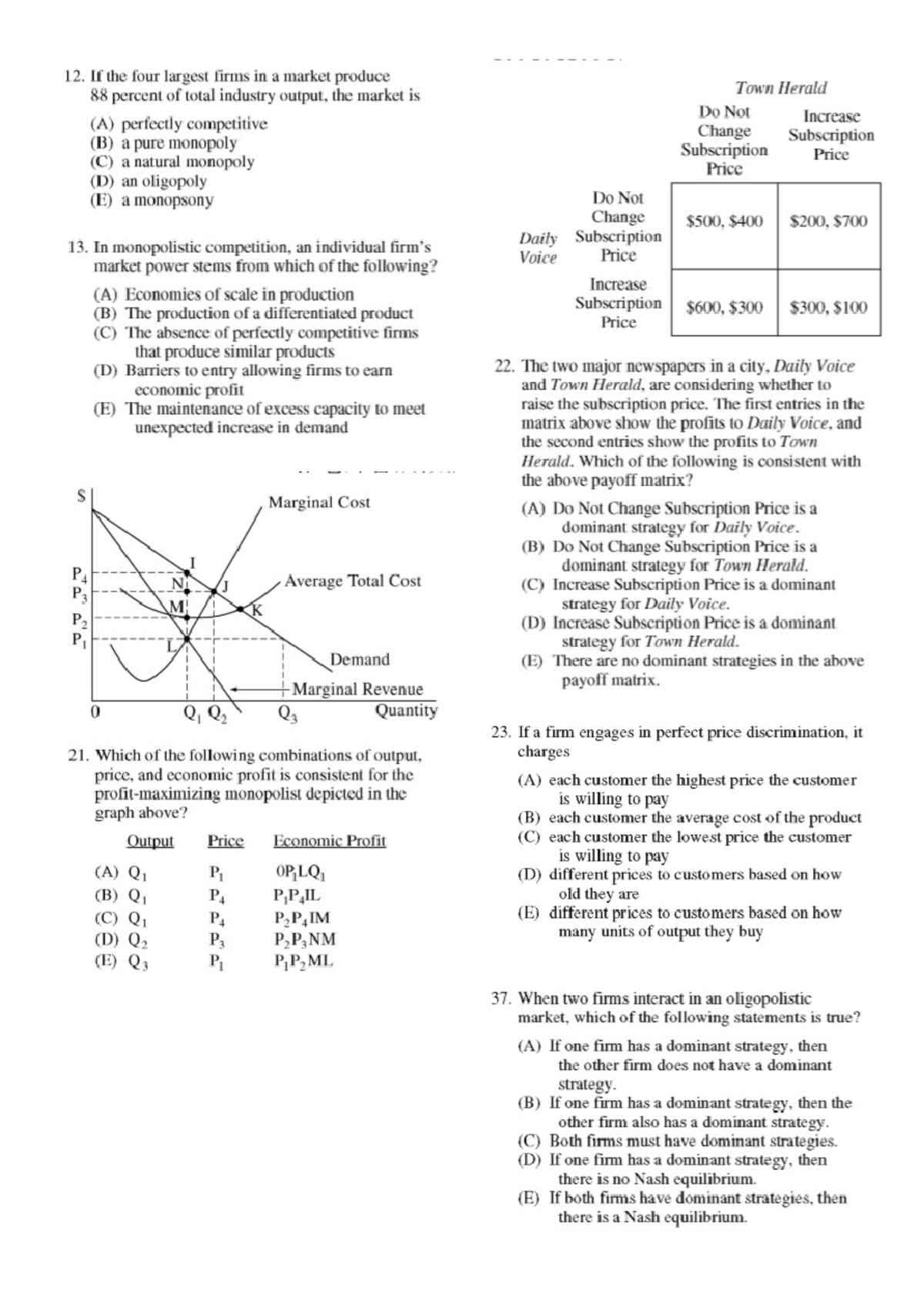 Unit 4: Imperfect Competition - Exam Review Notes - Studocu