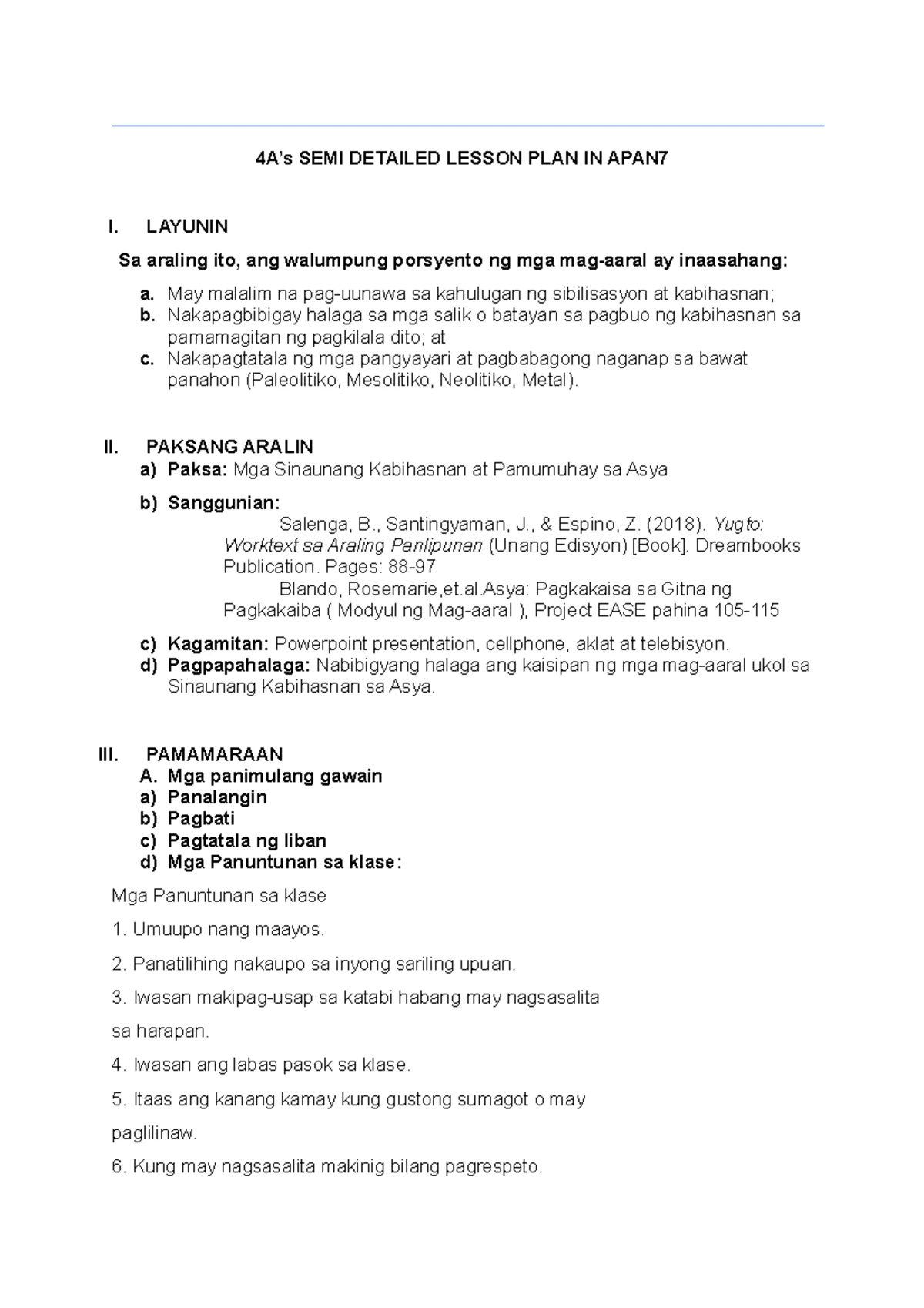 Banghay Aralin sa Araling Panlipunan 7 - Relihiyon - 4A’s SEMI DETAILED ...