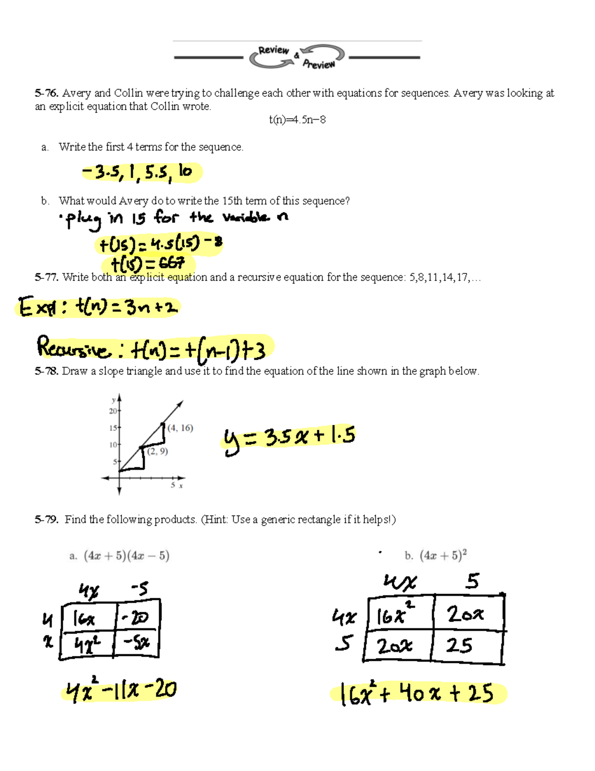 HW 5.2.3-5: Algebra Notes on Sequences and Equations - Studocu