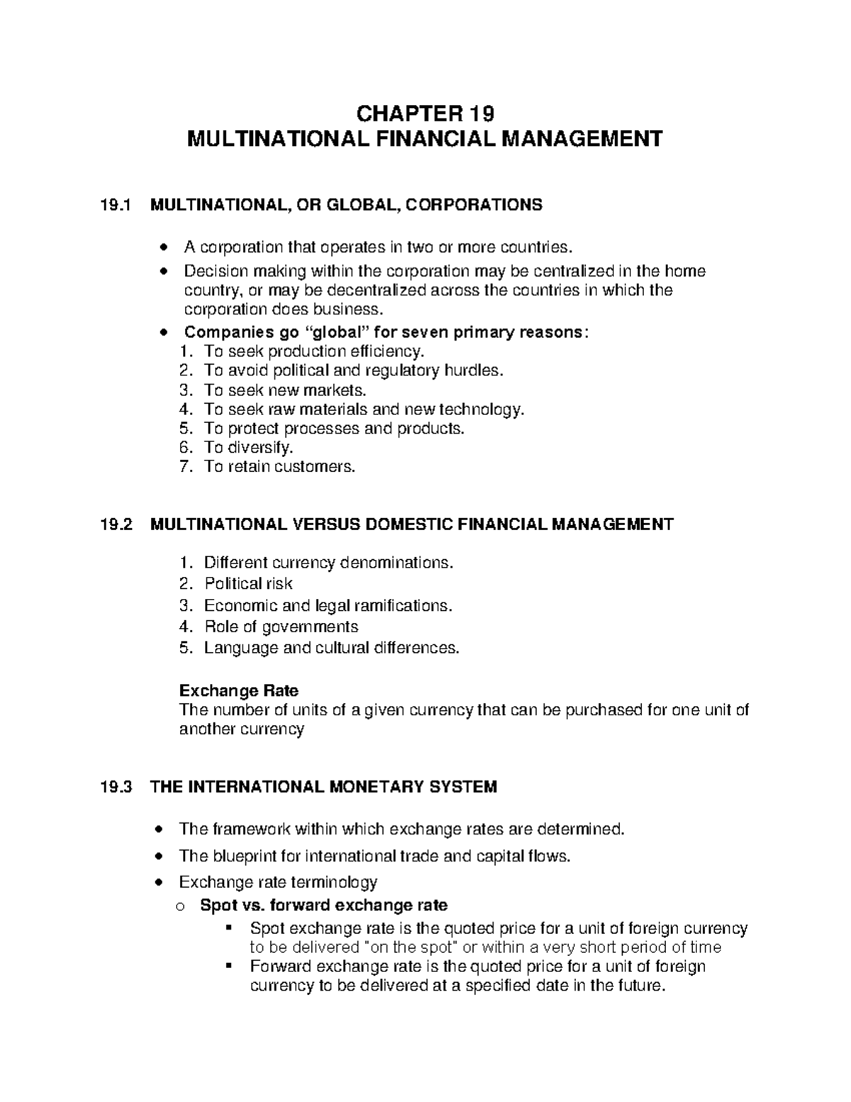Chapter 19 - Multinational Financial Management Insights and Concepts ...