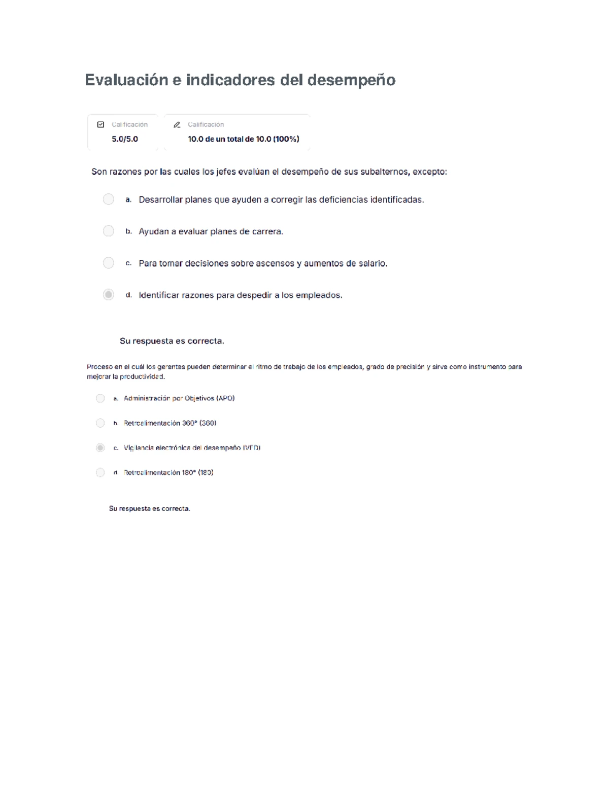 Indicadores y Evaluación del Desempeño - Exámenes 2 - Studocu