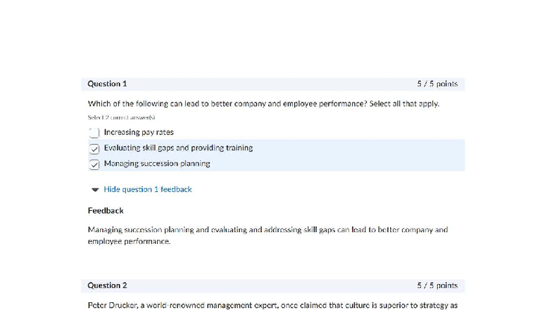 HRM-370 Module Quiz: Talent Management Strategies and Performance - Studocu