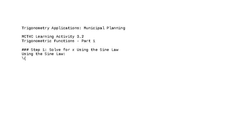 MCT4C Learning Activity 3.2: Trigonometry Solutions Using Sine Law ...