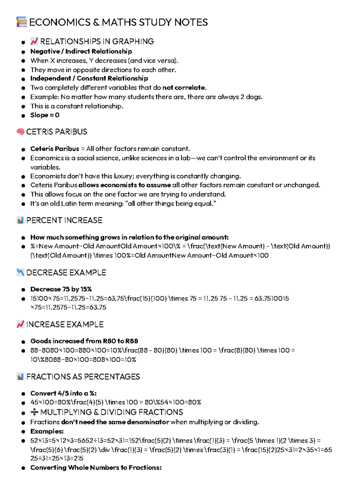 Economics 1A - Study Notes on Graphing Relationships and Economic ...