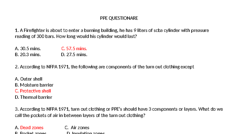 PPE Questionnaire for Firefighters: SCBA and Turnout Gear Insights ...