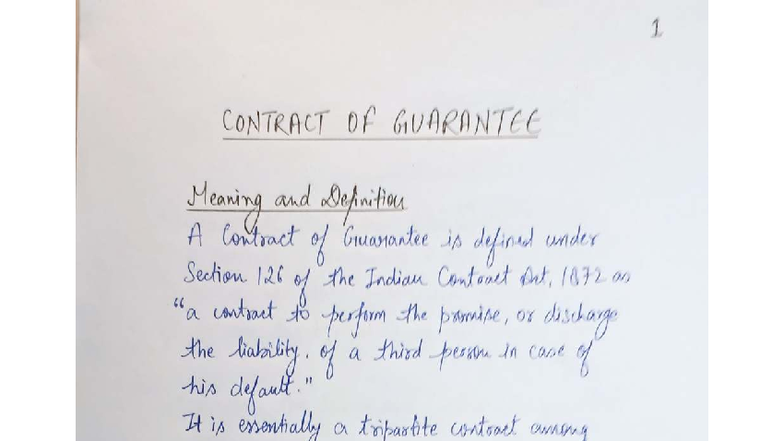Contract of Guarantee: Meaning & Definition (Legal Study) - Studocu