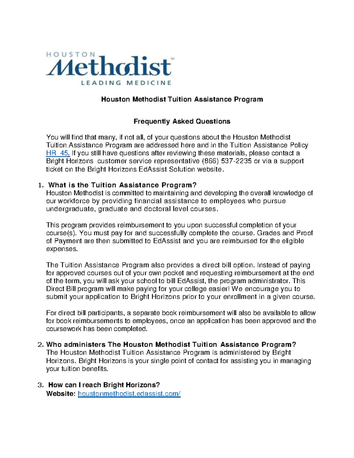 Houston Methodist Tuition Assistance Program FAQs: A Comprehensive ...