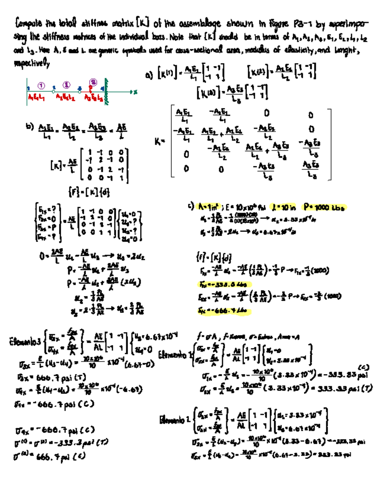 Final Exam: Total Stiffness Matrix Calculation for Bar Assemblages (ENG ...