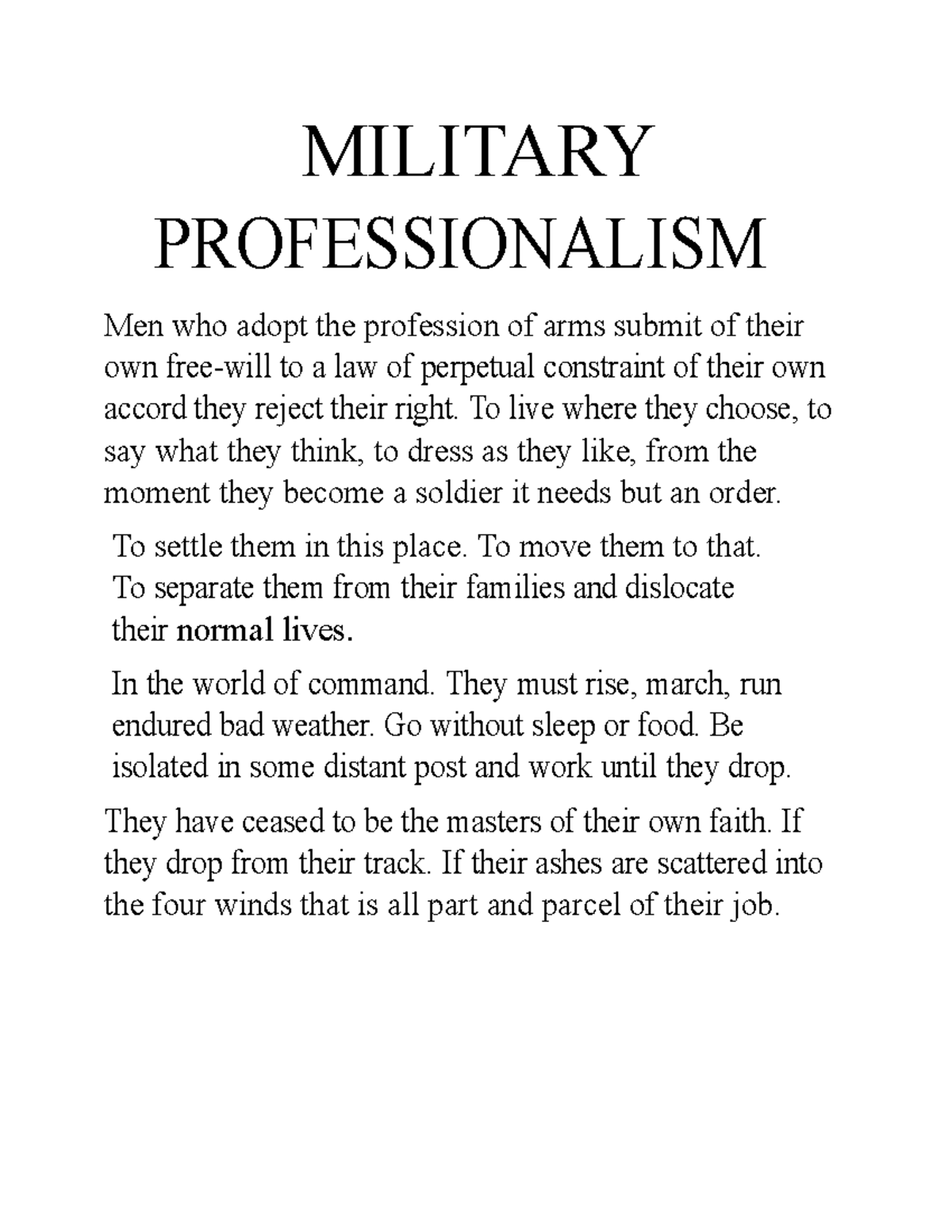 428730788 Military Professionalism docx - MILITARY PROFESSIONALISM Men ...