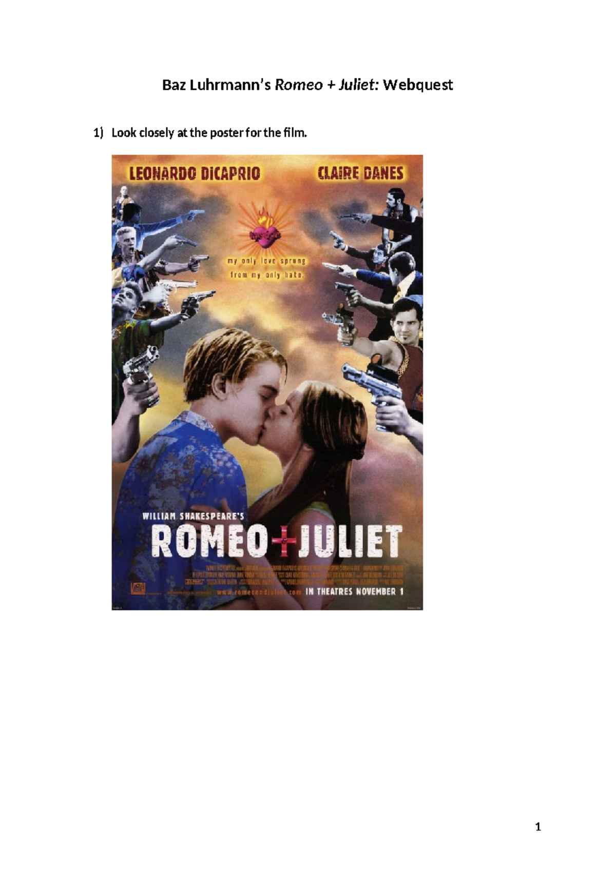 Baz Luhrmann's Romeo & Juliet: Film Poster Analysis - Studocu