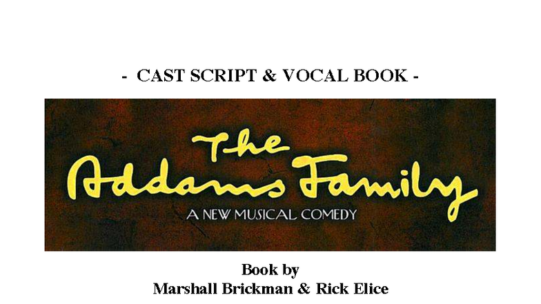 The Addams Family - Cast Script & Vocal Book (Licensed Production Use ...