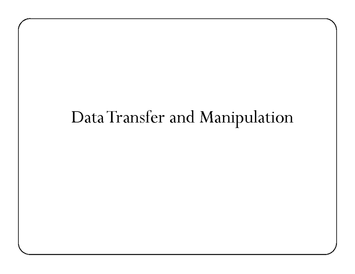 Data Transfer and Manipulation: Instruction Set Overview (CS101) - Studocu