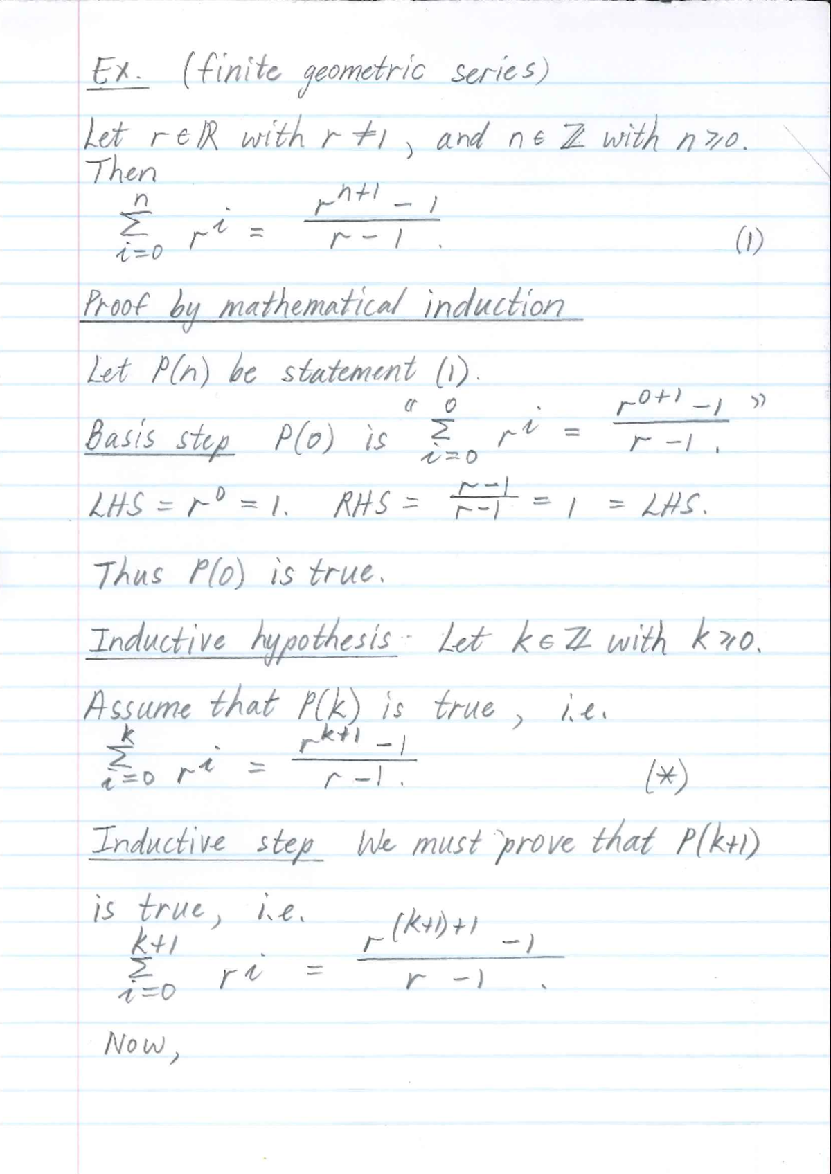 WTW 115 Lecture 11 - Mathematical Induction and Series Proofs - Studocu