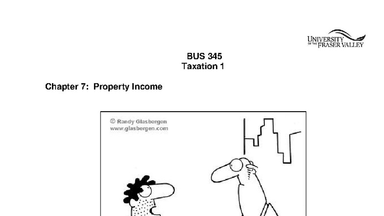 BUS 345 - Chapter 7: Understanding Property Income & Tax Rules - Studocu