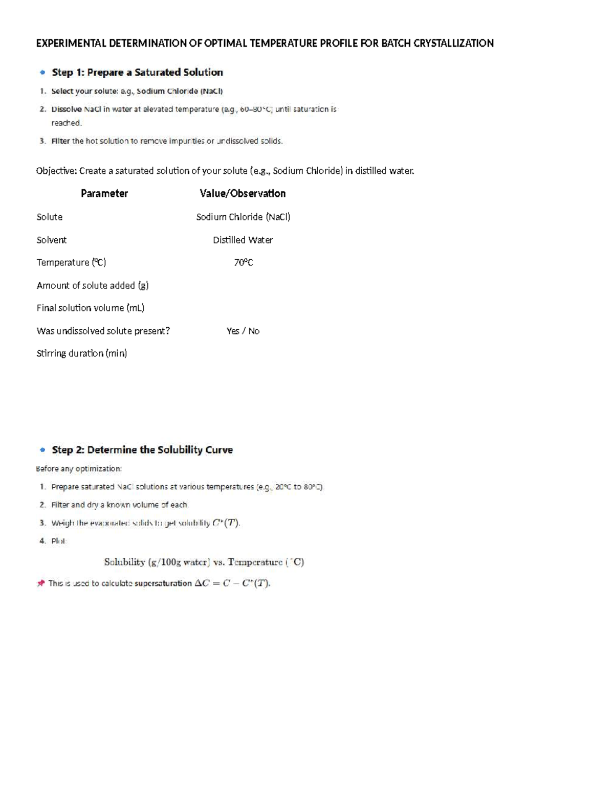 Experimental Determination of Optimal Temp Profile for Batch ...
