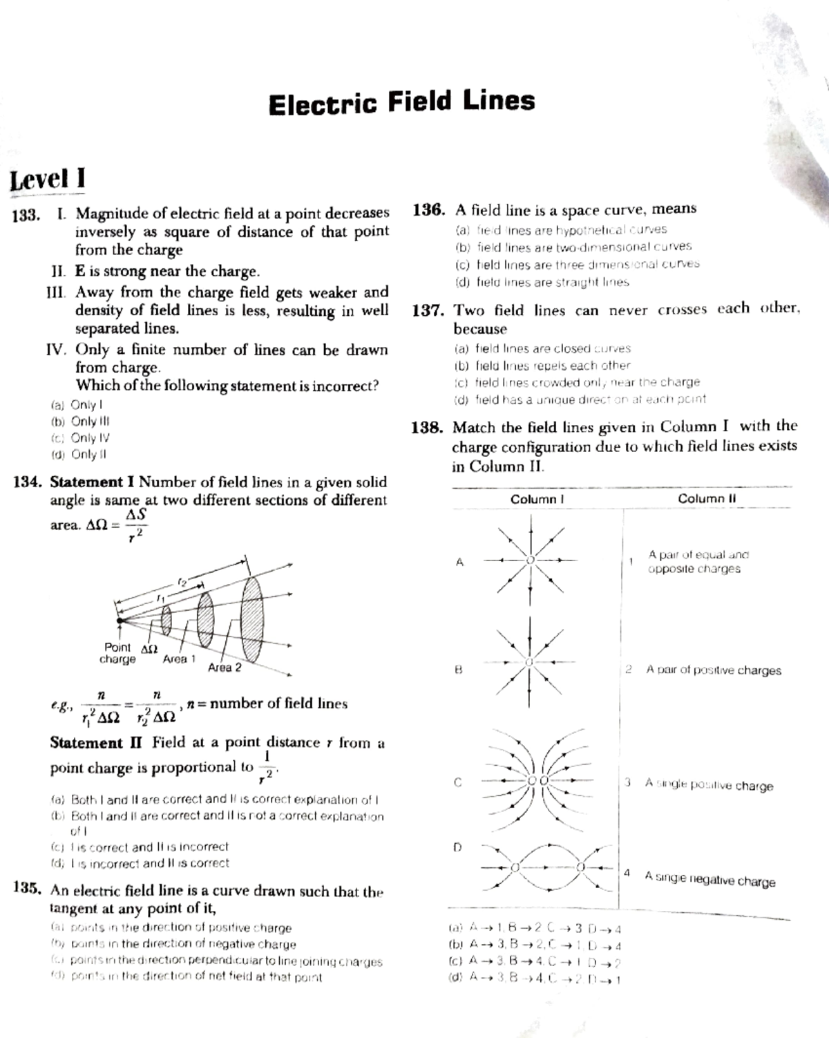 electric feild lines multiple choice questions. - Electric Field Lines ...