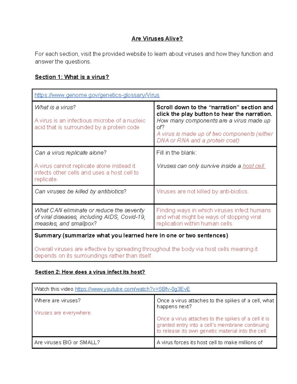 Viruses: Are They Alive? Worksheet (Biology 101) - Studocu