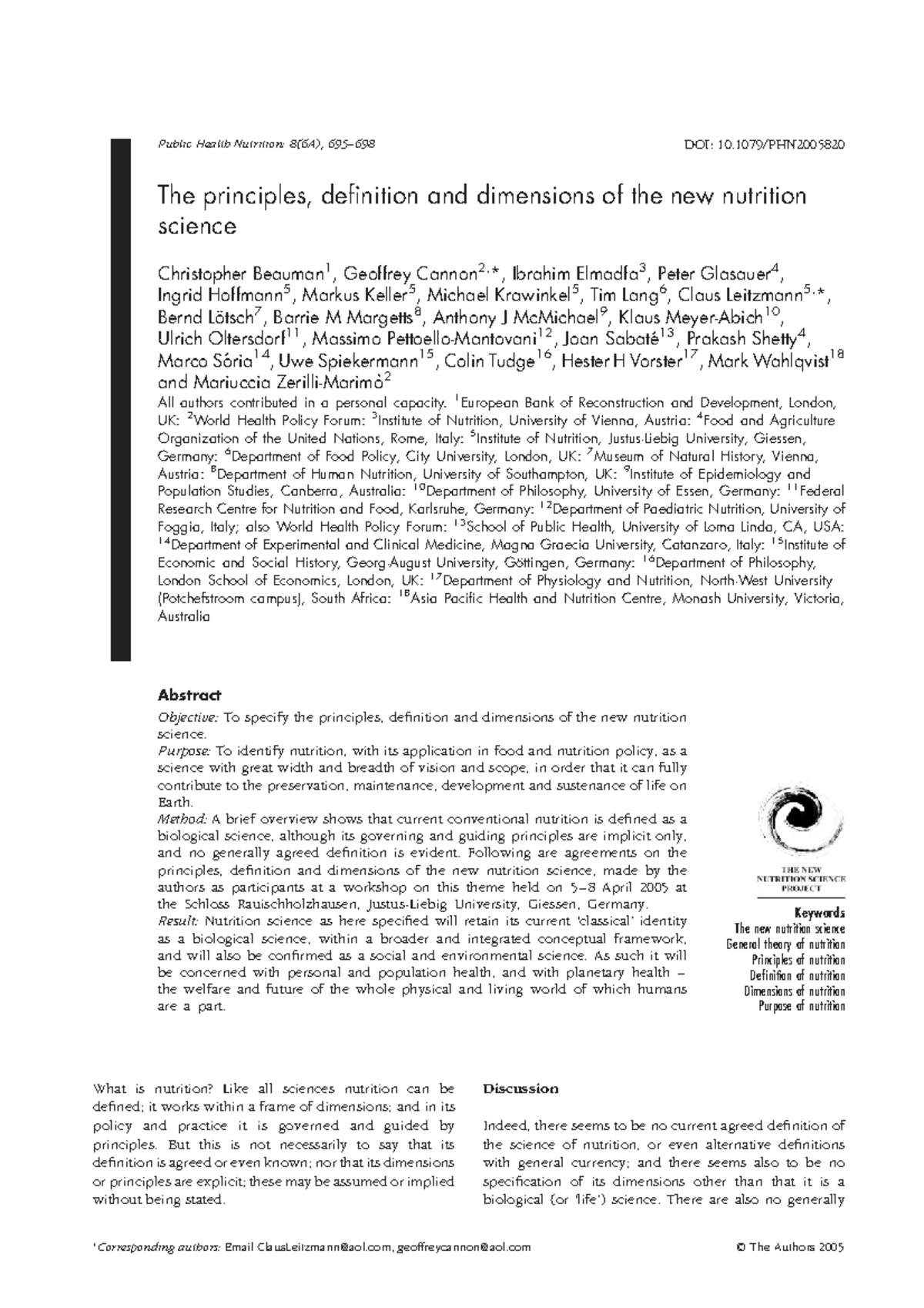 05-09 NNS PHN 8(6A): Principles and Dimensions of New Nutrition Science ...
