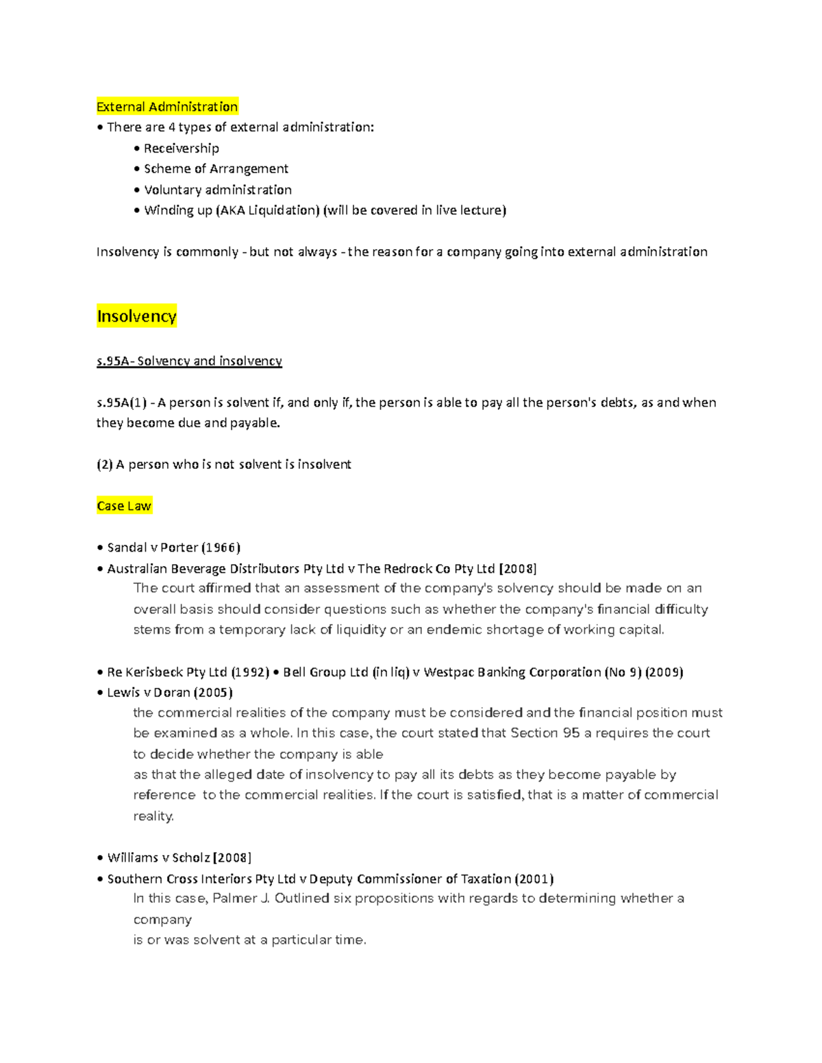 Receivership - External Administration Overview Lecture 11 - Studocu