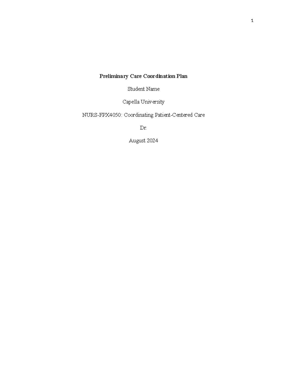 Preliminary Care Coordination Plan for Low Health Literacy (NURS-FPX4050) - Studocu